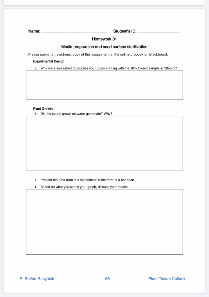 perimental Design 1. Why were you asked to process | Chegg.com