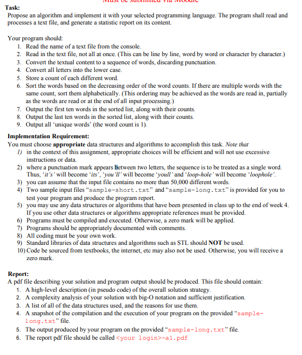 Solved Implementation Requirement: You must choose | Chegg.com