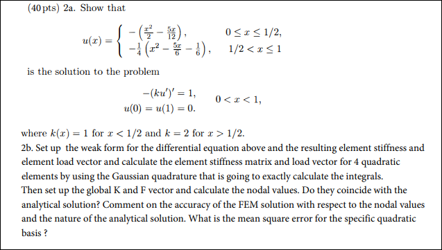 Solved (40 pts) 2a. Show that U2) = - - 5 0 1/2. 2b. Set up | Chegg.com