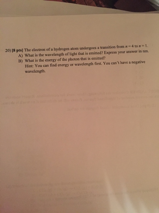 Solved The Electron Of A Hydrogen Atom Undergoes A