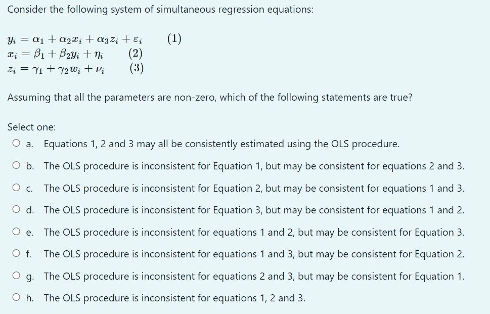 Solved Consider the following system of simultaneous | Chegg.com