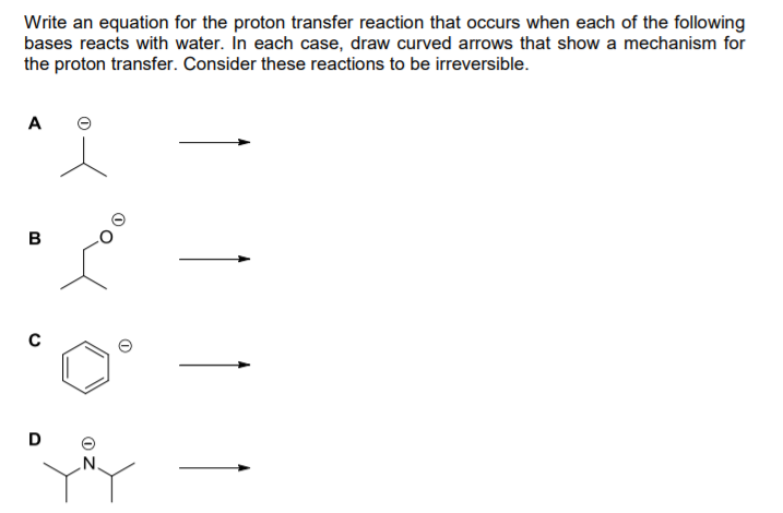 Solved Write an equation for the proton transfer reaction | Chegg.com
