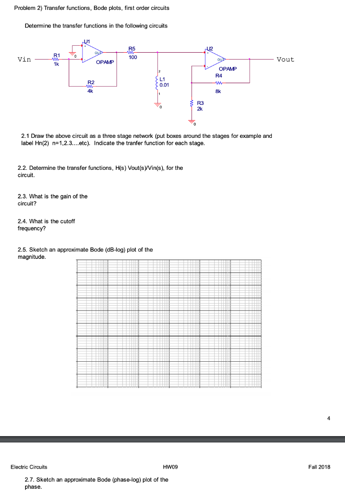 Solved Problem 2) Transfer functions, Bode plots, first | Chegg.com