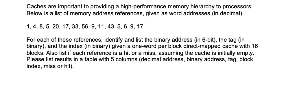Solved Caches are important to providing a high-performance | Chegg.com