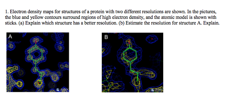 Solved 1. Electron density maps for structures of a protein | Chegg.com