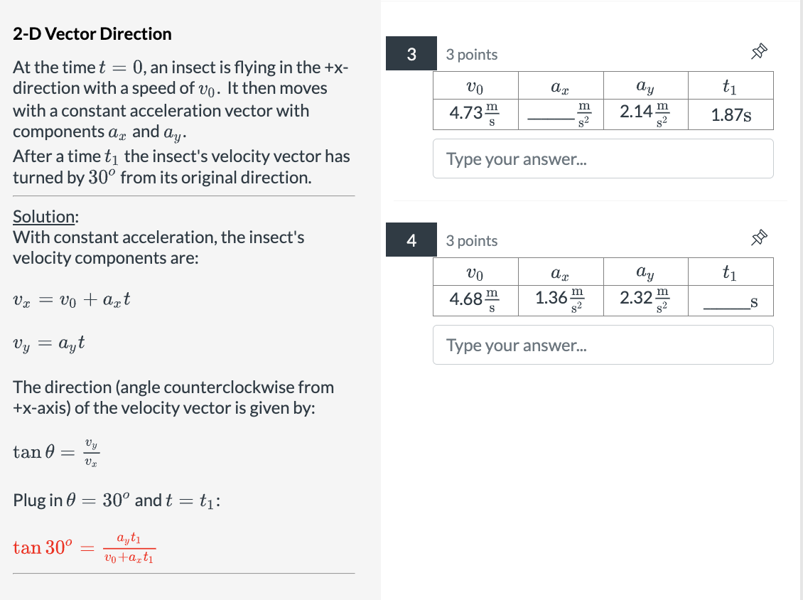 Solved 2-D Vector Direction At the time t=0, an insect is | Chegg.com