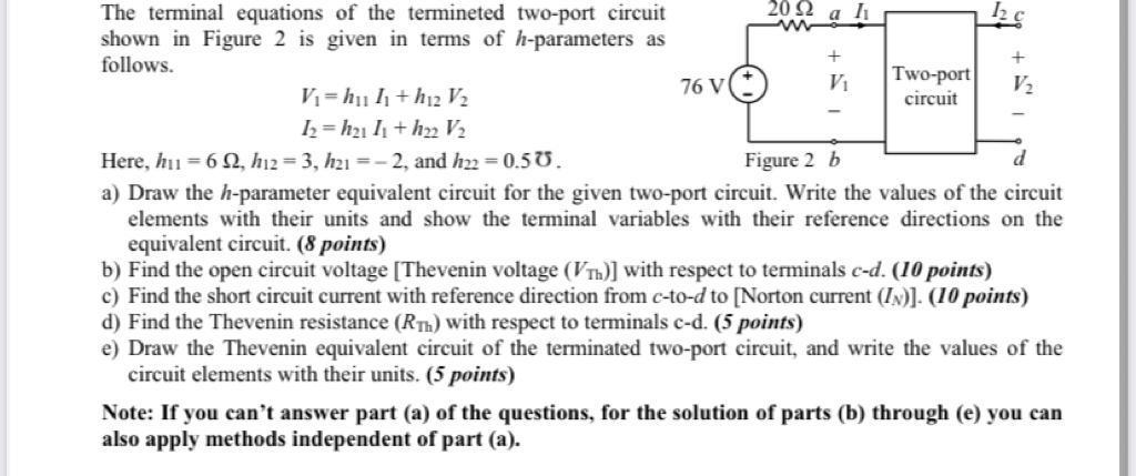 Solved + + The terminal equations of the termineted two-port | Chegg.com