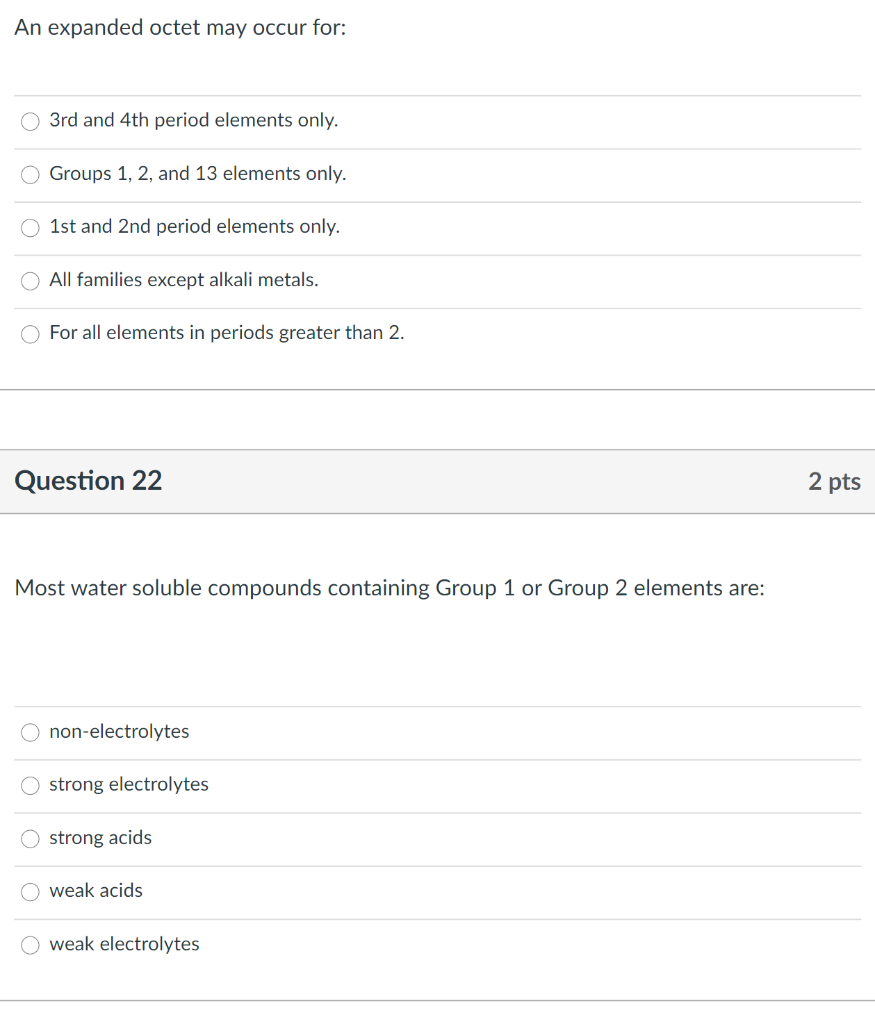 Solved An expanded octet may occur for: 3rd and 4th period | Chegg.com