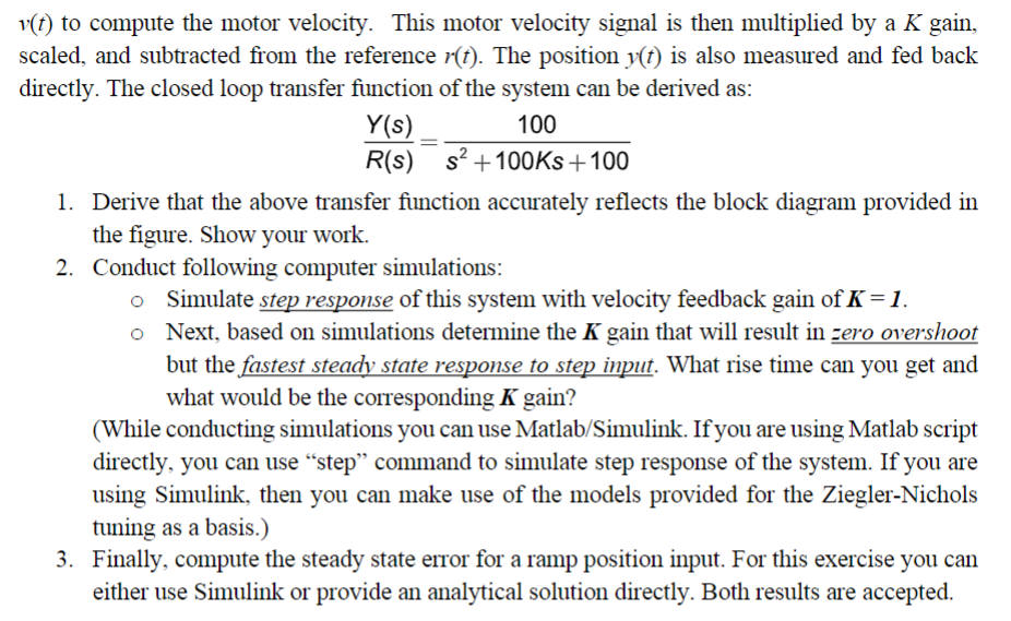 Solved a) Plotter system driven by a low inertia motor b) | Chegg.com