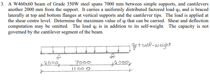 Solved 3. A W460x60 beam of Grade 350W steel spans 7000 mm | Chegg.com