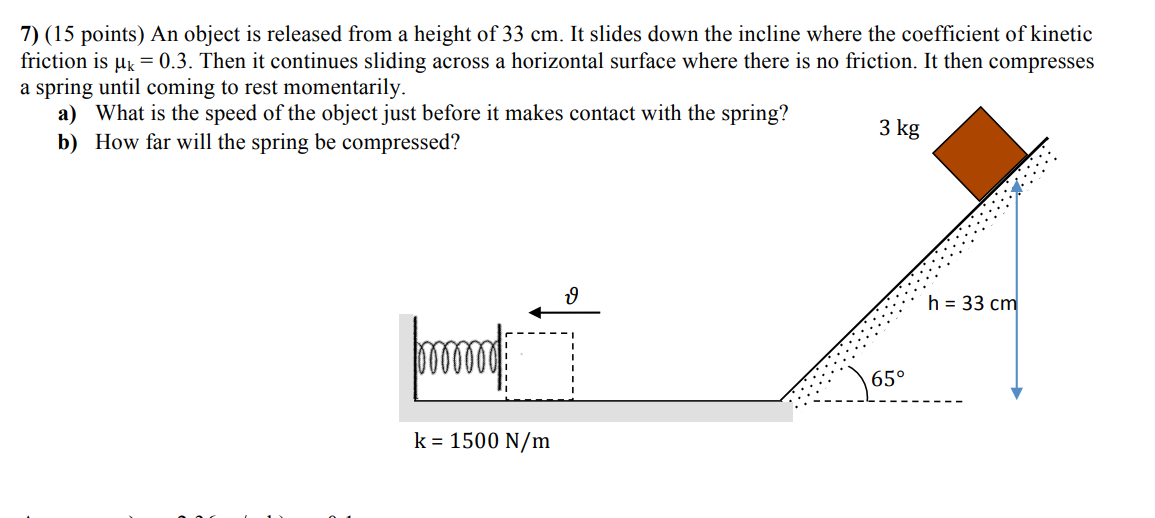 Solved 7) (15 points) An object is released from a height of | Chegg.com