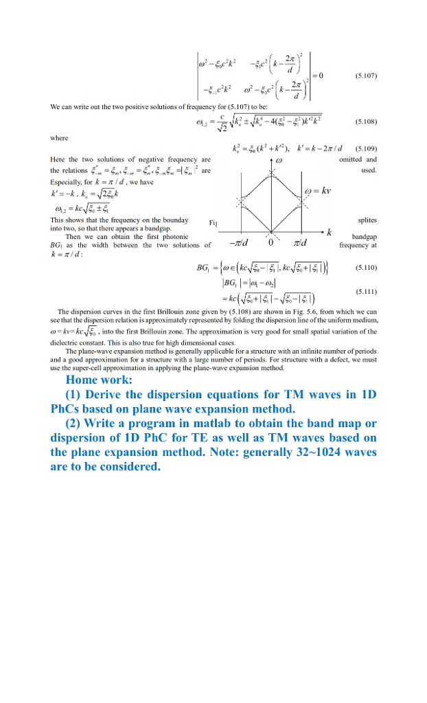 Analysis by the plane wave expansion method | Chegg.com