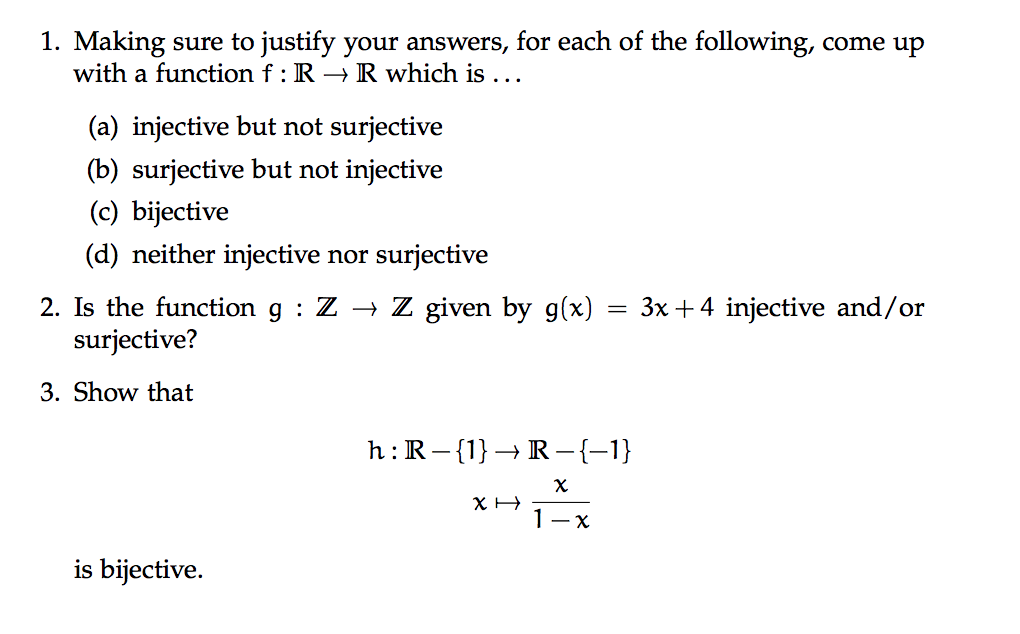Solved 1. Making sure to justify your answers, for each of | Chegg.com