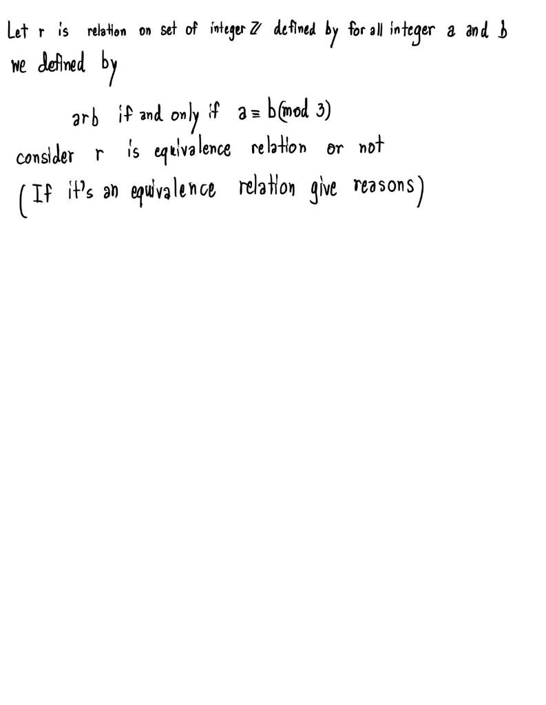 Solved r Let r is relation on set of integer 7 defined by | Chegg.com
