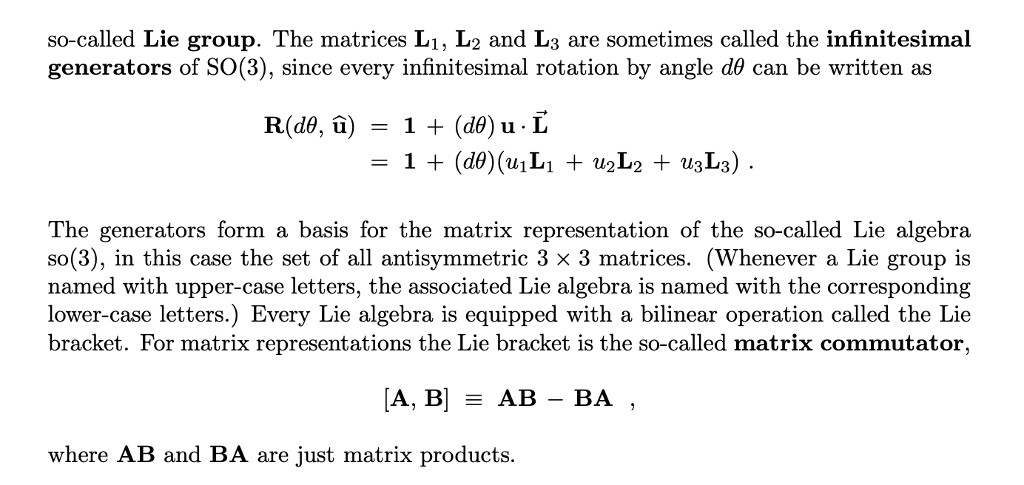 Solved A. Infinitesimal generators of SO(3) and the matrix | Chegg.com