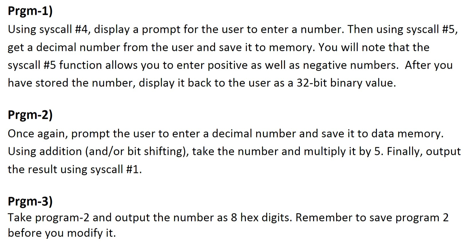 Prgm-1) Using syscall #4, display a prompt for the | Chegg.com