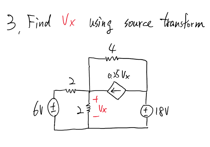 Solved 3. Find Vx using source transform 4 6.25 Vx 2 + 6v f | Chegg.com