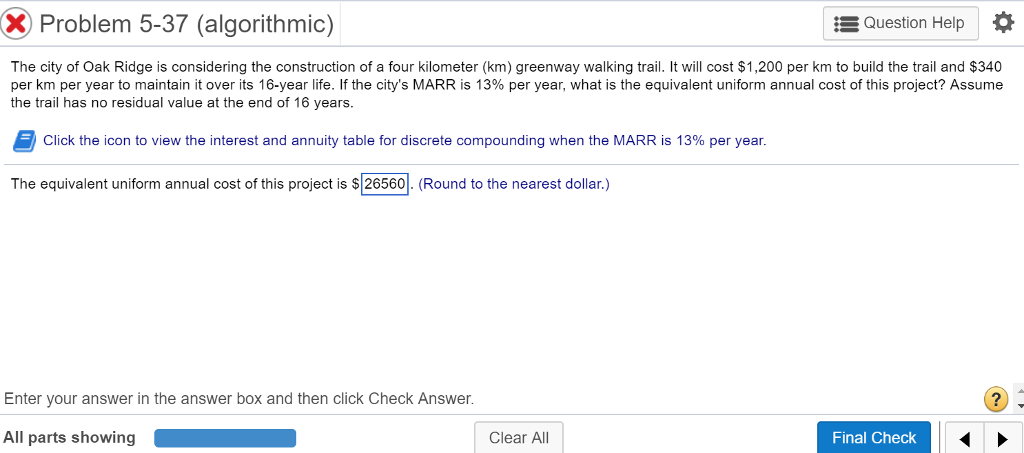 Solved Problem 5-37 (algorithmic) EQuestion Help The city of | Chegg.com