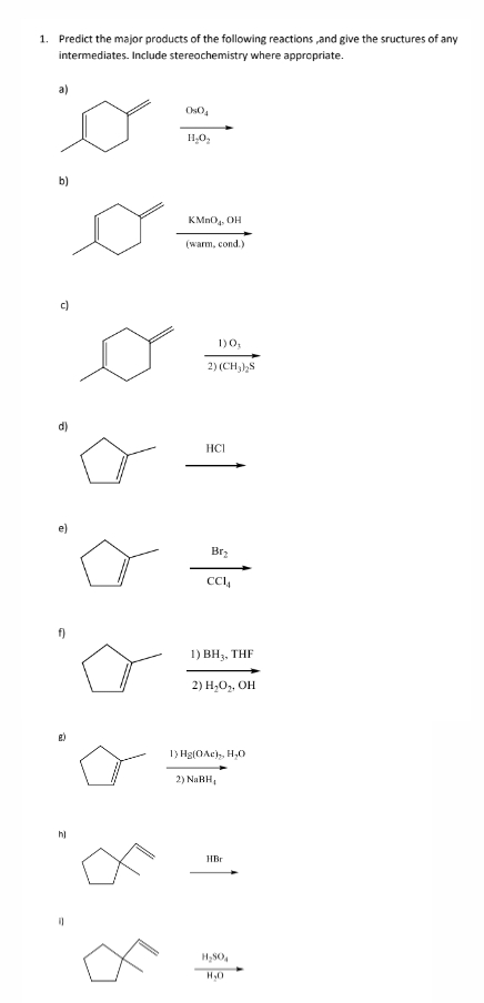Solved Predict the major products of the following | Chegg.com