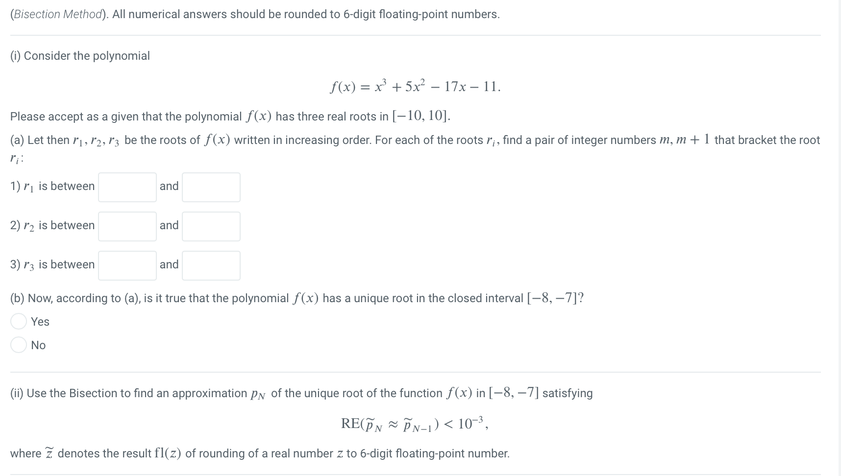 (Bisection Method). All numerical answers should be | Chegg.com