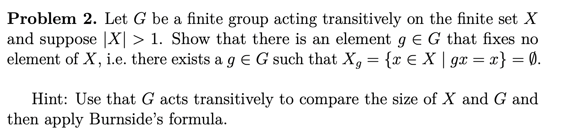 Solved Problem 2. Let G be a finite group acting | Chegg.com
