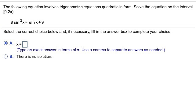 Solved The following equation involves trigonometric | Chegg.com