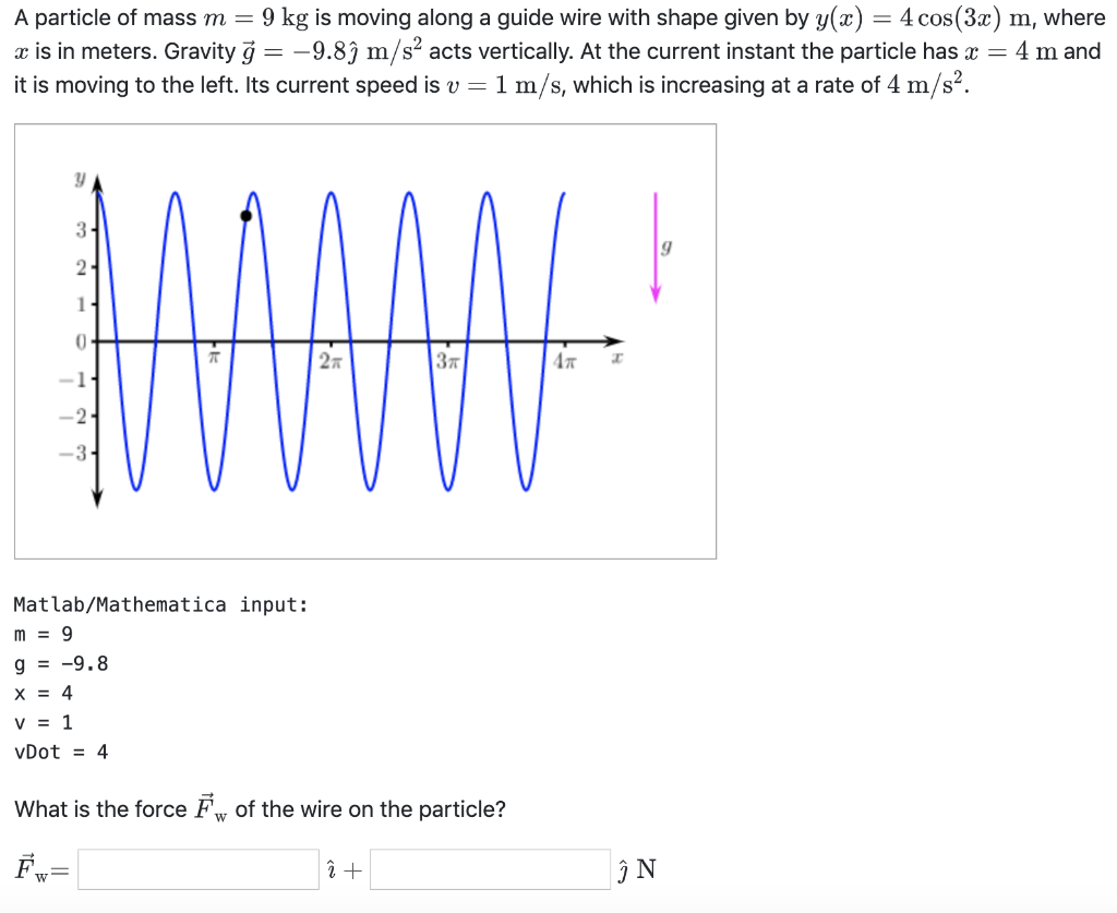 Solved A particle of mass is moving along a guide wire | Chegg.com