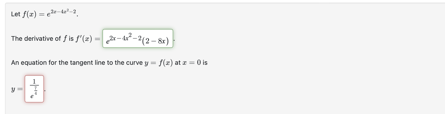 Solved Let f(x)=e2x−4x2−2 The derivative of f is | Chegg.com