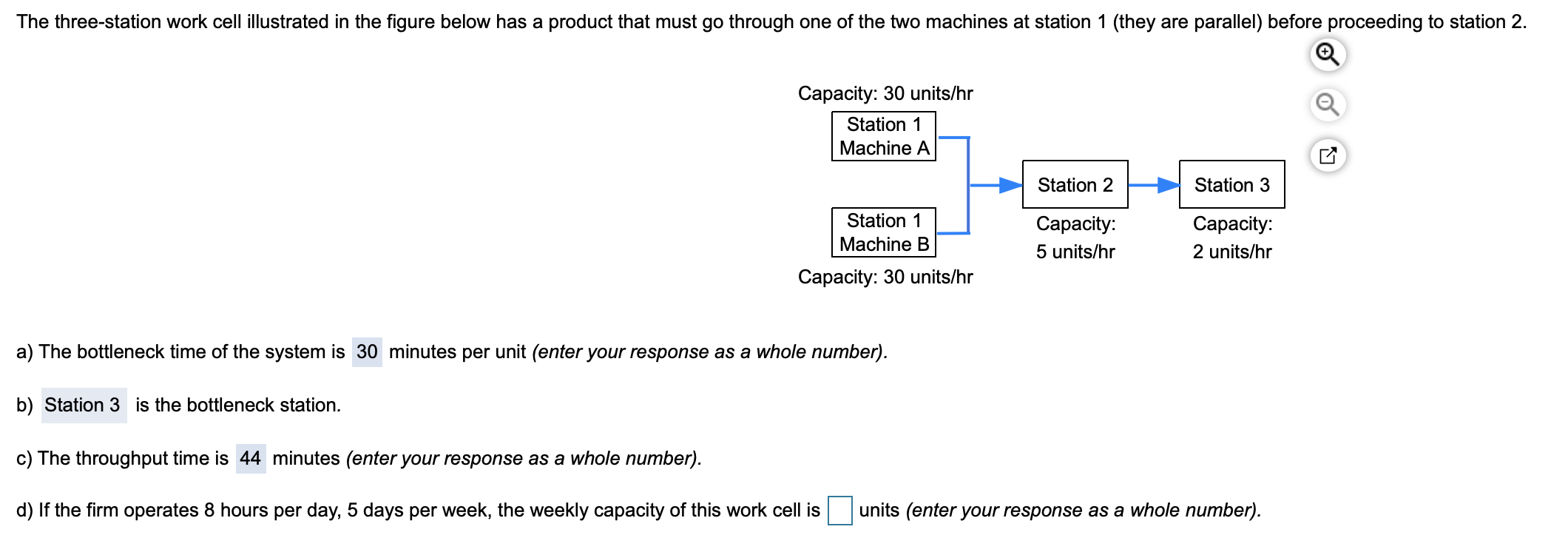 Solved The three-station work cell illustrated in the figure | Chegg.com