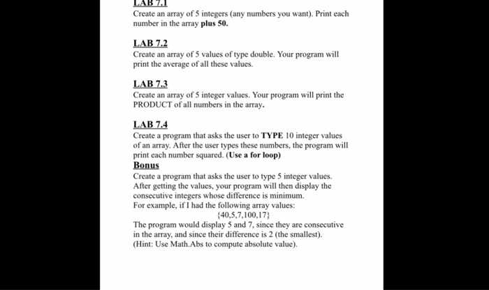 Solved Create an array of 5 integers (any numbers you want). | Chegg.com