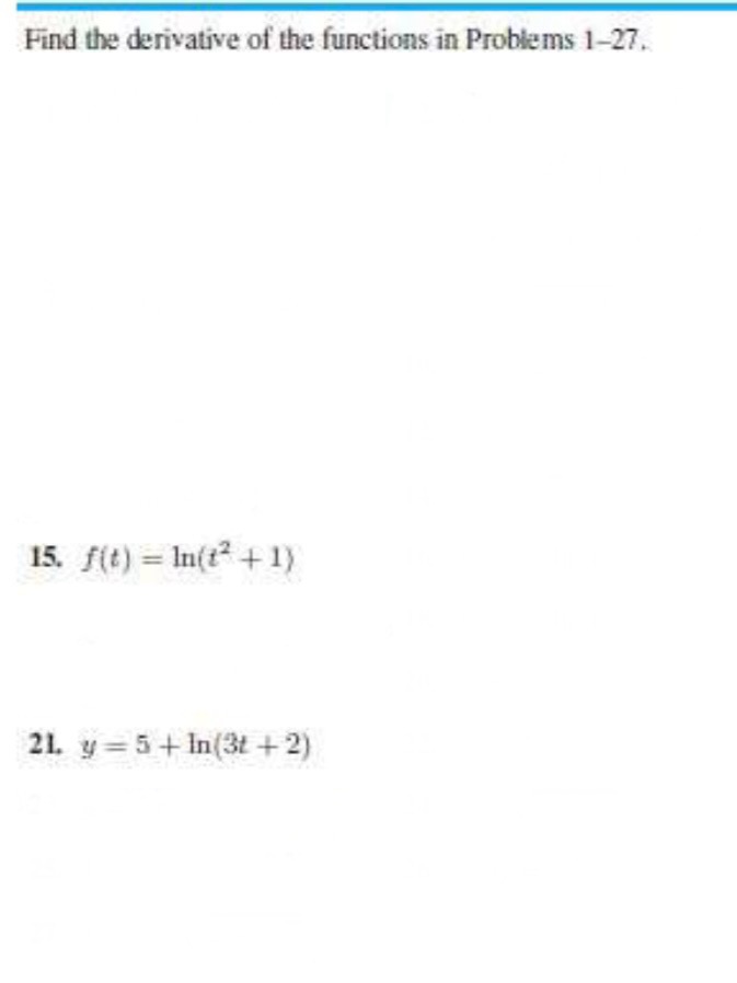 Solved Find the derivative of the functions in Problems | Chegg.com