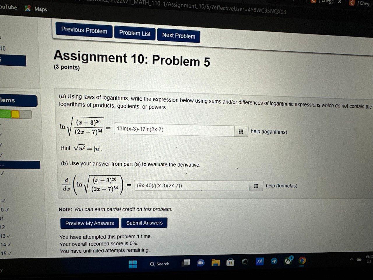 Solved Assignment 10: Problem 5 (3 points) (a) Using laws of | Chegg.com