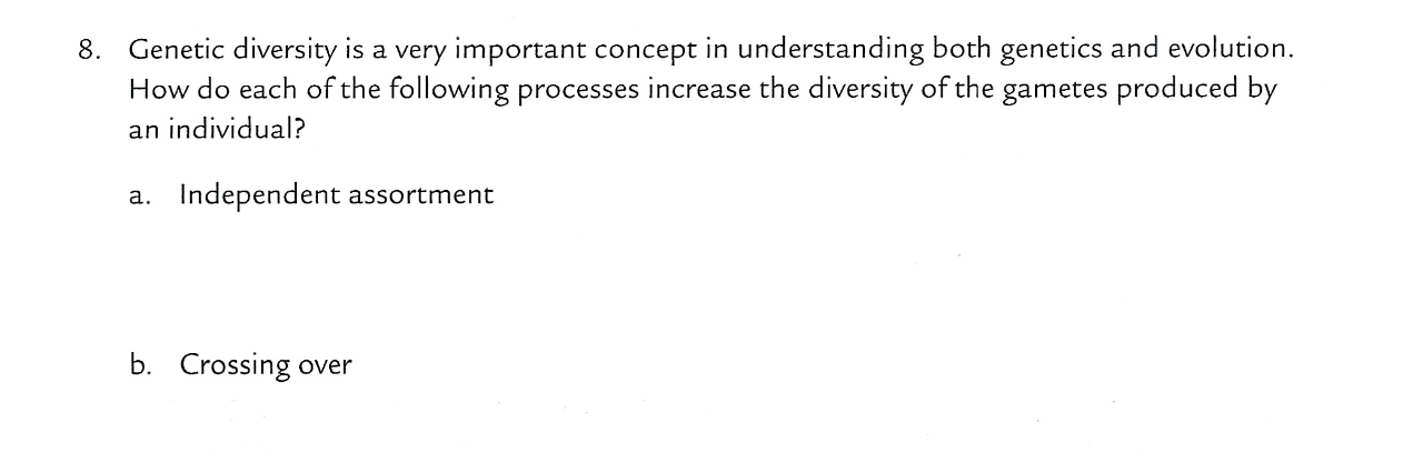 Solved 8. Genetic diversity is a very important concept in | Chegg.com