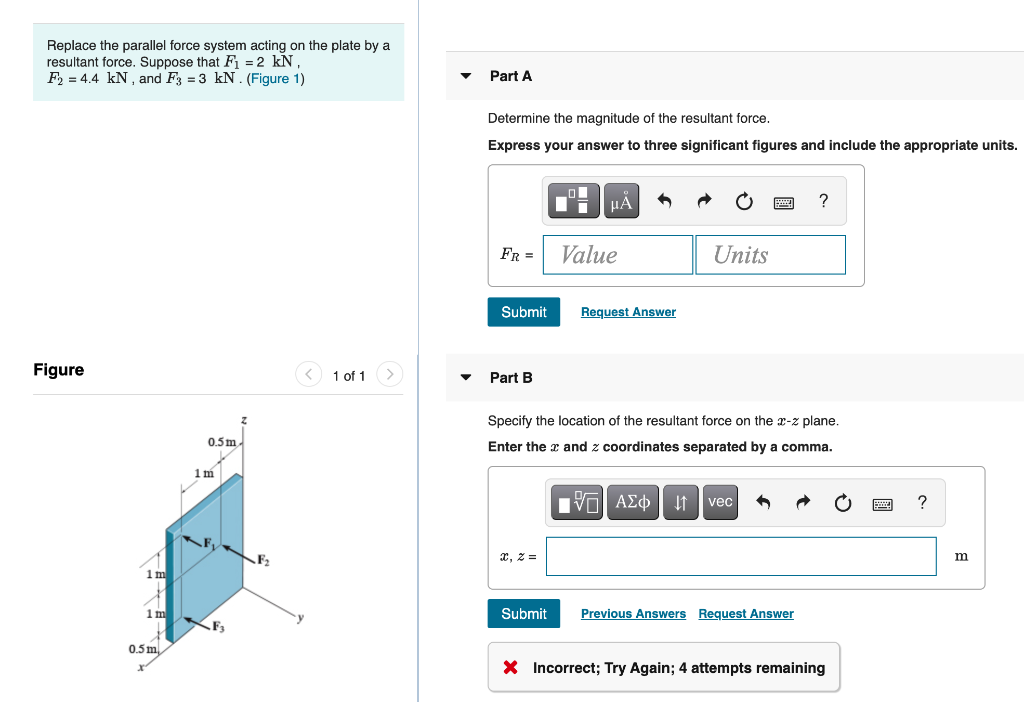 Solved Replace the parallel force system acting on the plate | Chegg.com