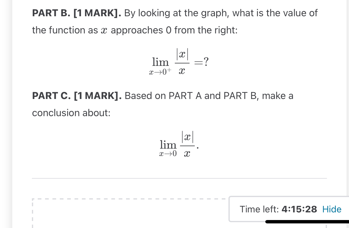 Solved PART B. [1 ﻿MARK]. ﻿By looking at the graph, what is | Chegg.com