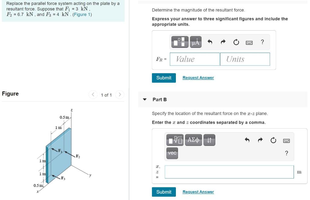 Solved Replace the parallel force system acting on the plate | Chegg.com