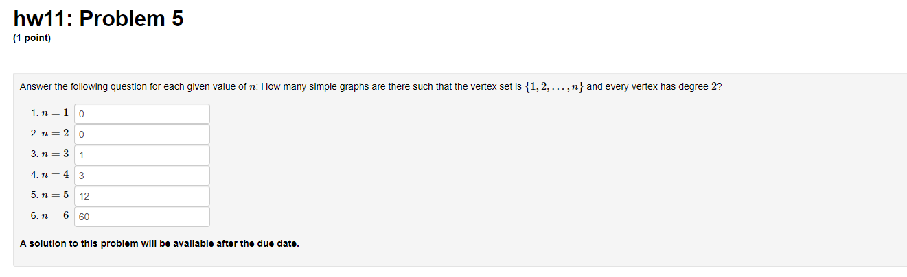 Solved hw11: Problem 5 (1 point) Answer the following | Chegg.com