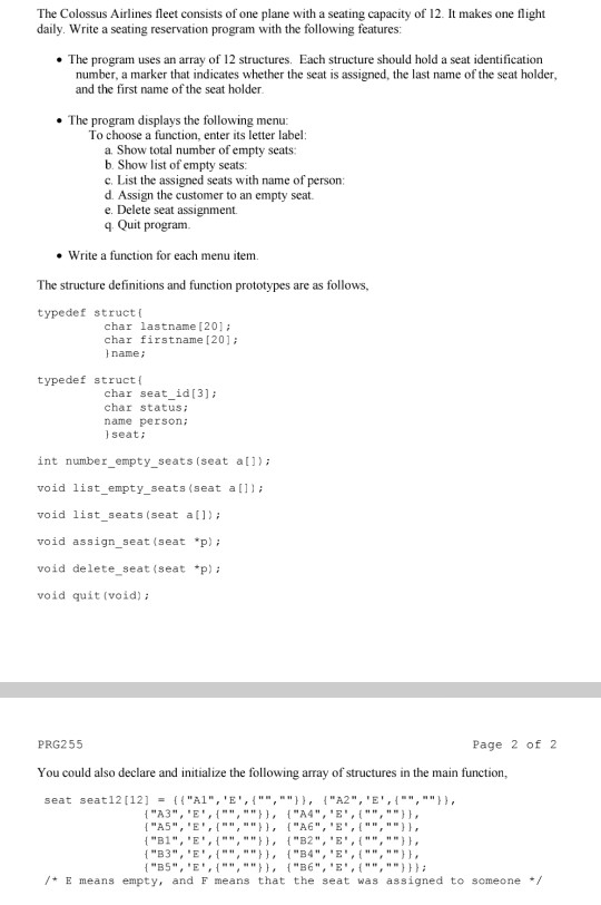 Solved The Colossus Airlines fleet consists of one plane | Chegg.com