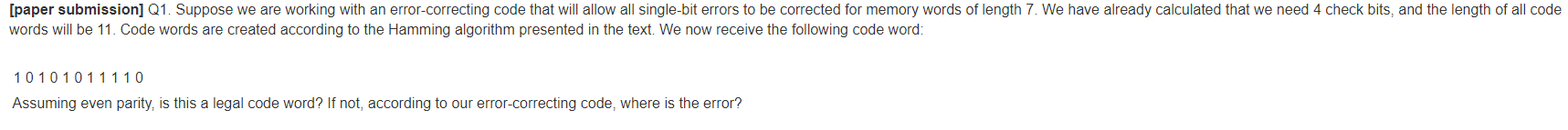 Solved Suppose We Are Working With An Error Correcting Code