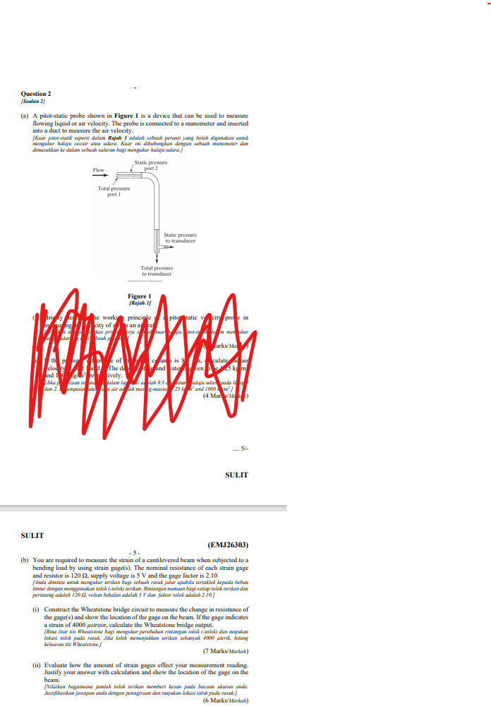 Question 2 Seal 27 (a) A pitot-static probe shown in | Chegg.com