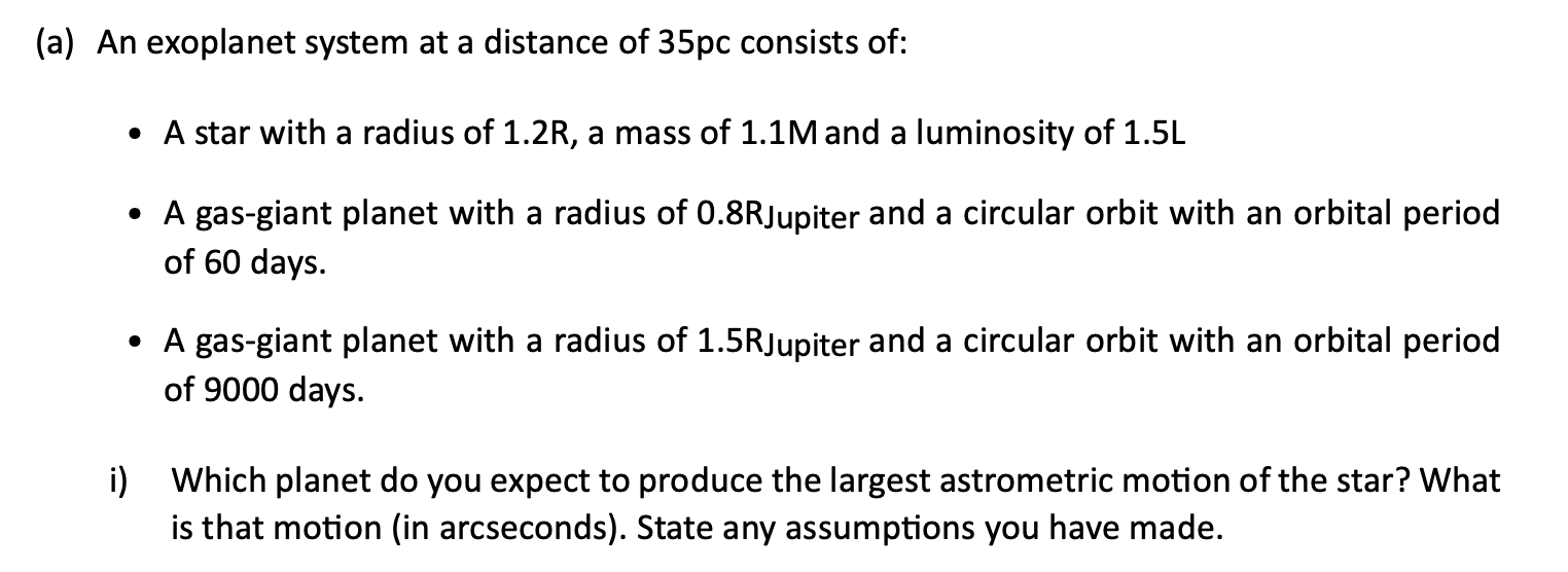 Solved (a) An exoplanet system at a distance of 35pc | Chegg.com