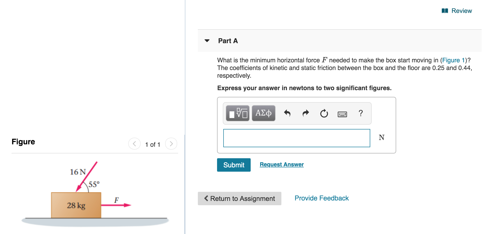 Solved n Review Part A What is the minimum horizontal force | Chegg.com