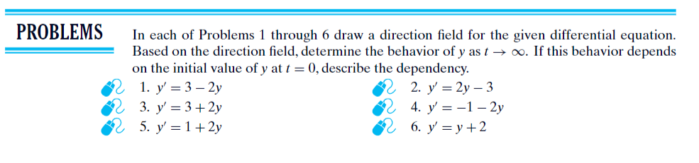 Solved PROBLEMS In each of Problems 1 through 6 draw a | Chegg.com