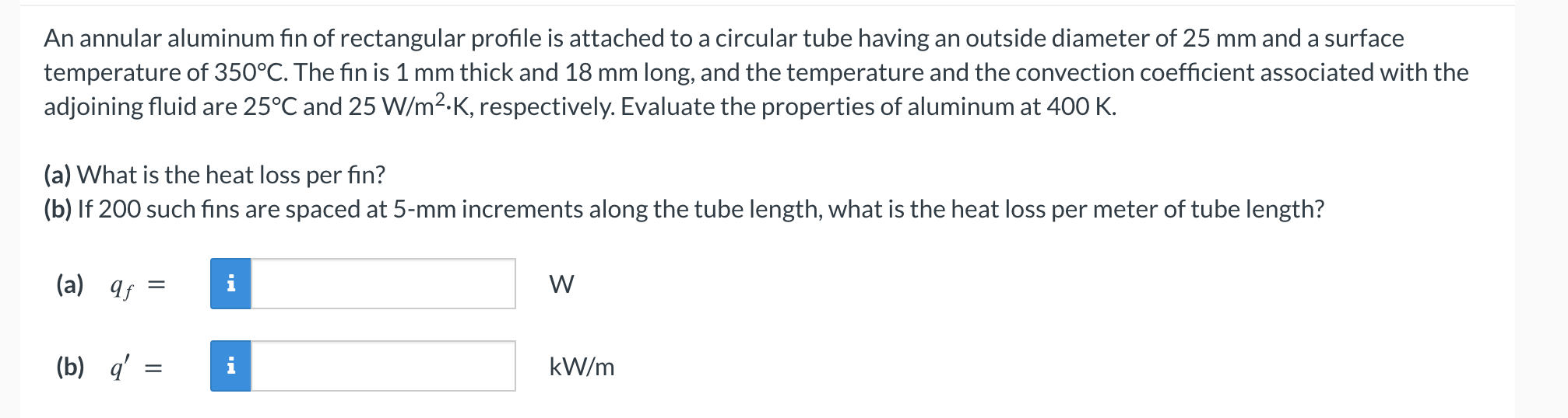 Solved An annular aluminum fin of rectangular profile is | Chegg.com