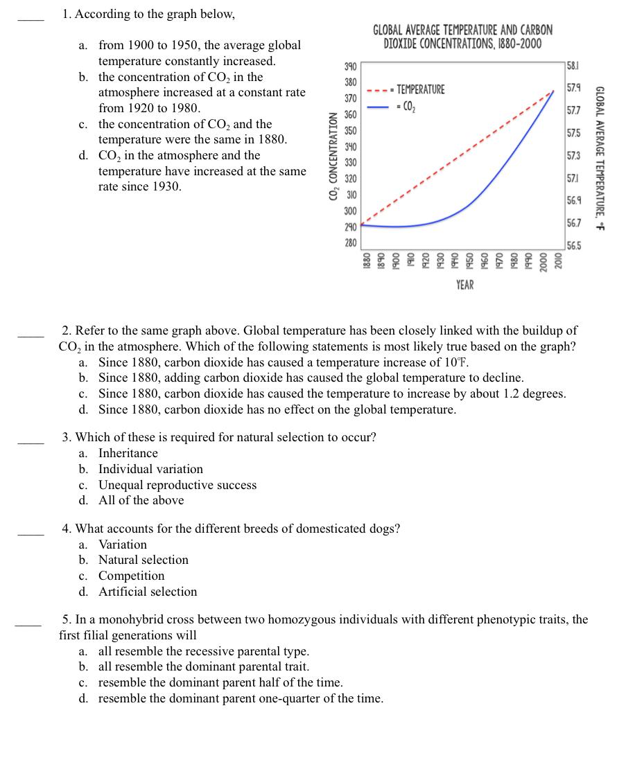 Solved 1. According to the graph below, GLOBAL AVERAGE | Chegg.com