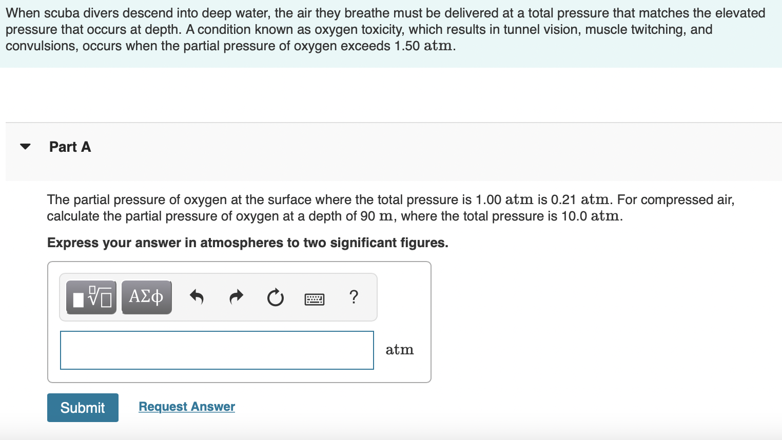 Solved When scuba divers descend into deep water, the air | Chegg.com