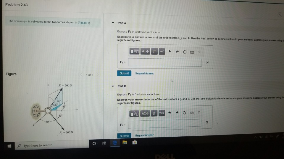 Solved Problem 2.43 The screw eye is subjected to the two | Chegg.com
