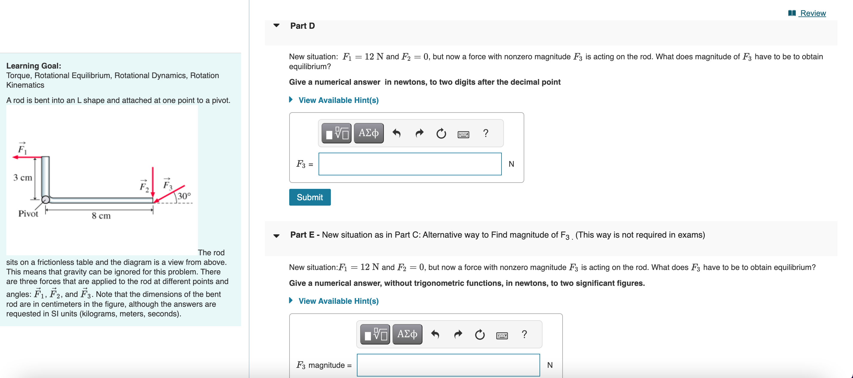 Solved Learning Goal: Torque, Rotational Equilibrium, | Chegg.com