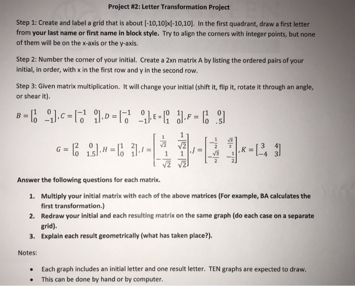 Project #2: Letter Transformation Project Step 1: | Chegg.com