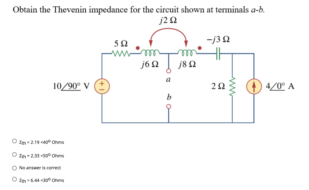 Solved Obtain the Thevenin impedance for the circuit shown | Chegg.com